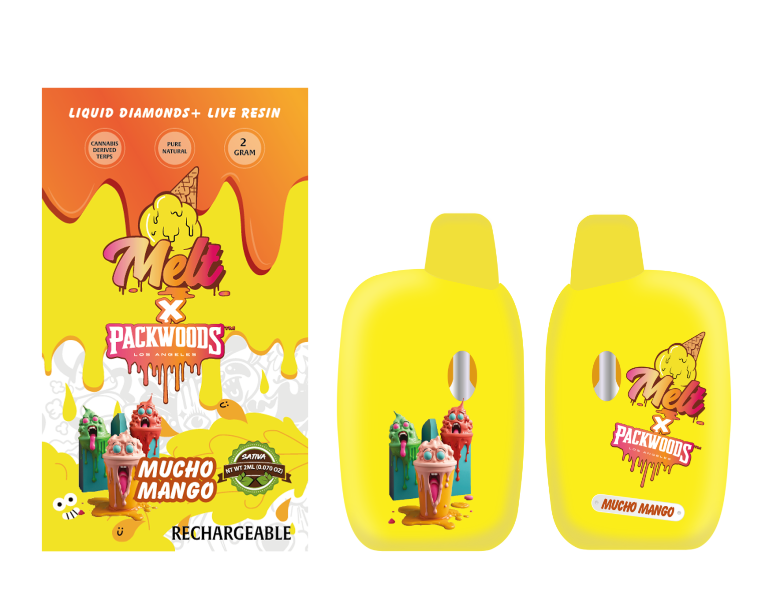 Melt x Packwoods Mucho Mango Liquid Diamonds Live Resin Disposable ...